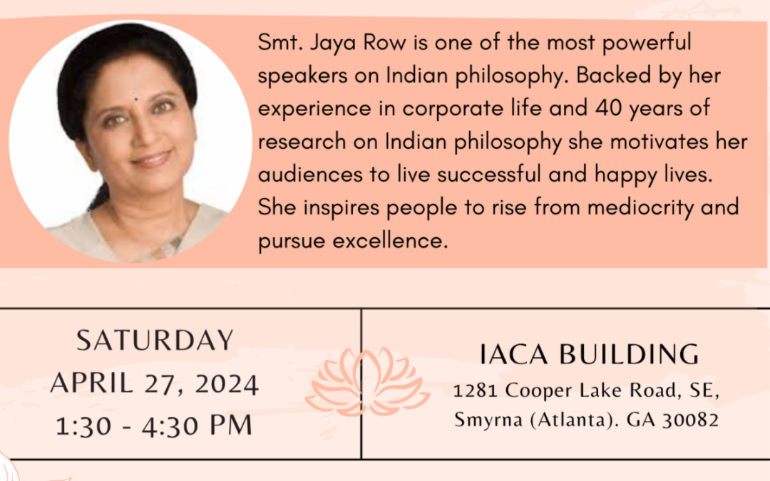 Vedanta Insights with Smt. Jaya Row - India American Cultural Association