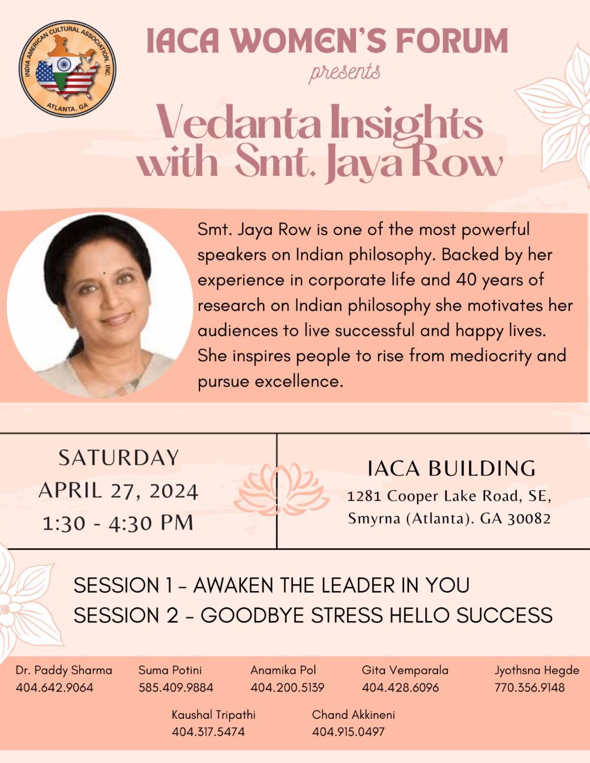 Vedanta Insights with Smt. Jaya Row - India American Cultural Association